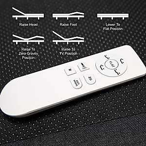 Flash Furniture Selene Adjustable Bed Base-Black Anti-Skid Upholstery-Height Adjustable Legs-Programmable Wireless Remote-Independent Head/Foot Incline-King