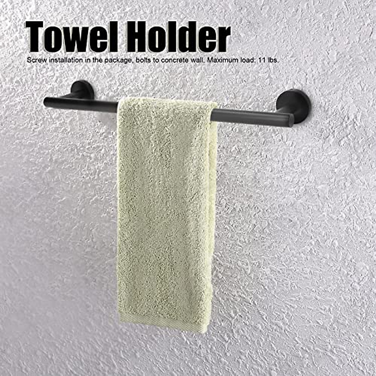 Towel Bar for Bathroom, 304 Stainless Steel Towel Holder, 45cm Matte Black Towel Rack, Nail Free Punch Single Rod Towel Rack, Simple and Stylish Black Towel Bar for Bathroom Kitchen