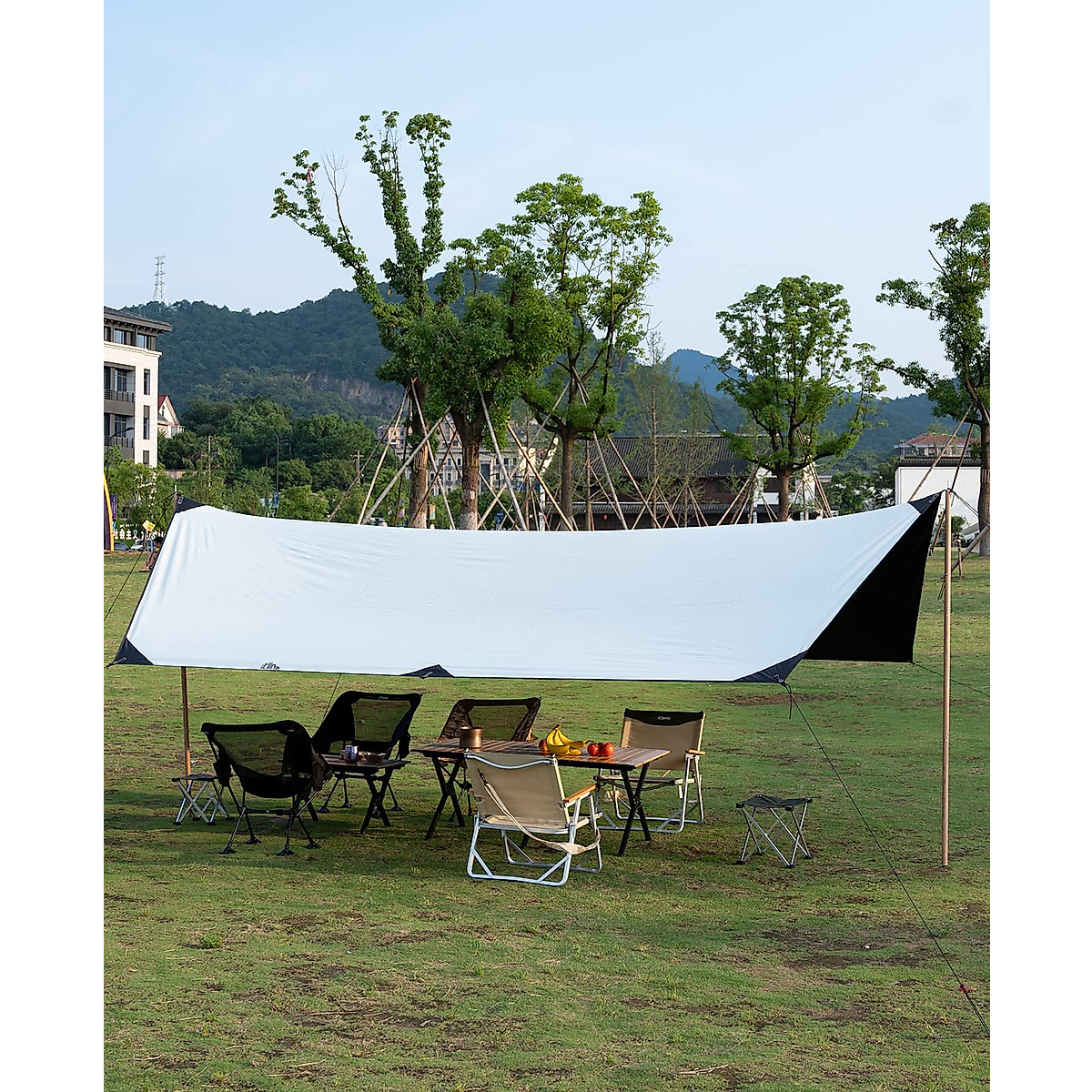 iClimb Waterproof Sun Shield Tarp UPF 50+ for Tent Hammock Camping Backyard Party (Tarp 14'4" × 9'6")