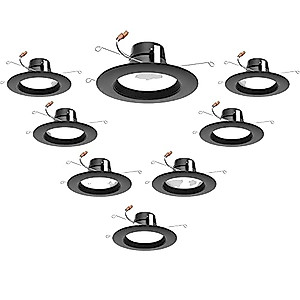Satco (8 Pack) Led Color Selectable Downlight Retrofits, Part Number S11835, 9 Watt; 5 Inch - 6 Inch; Cct Selectable; 120 Volts; Dimmable; Black Finish for Industrial and Commercial Use