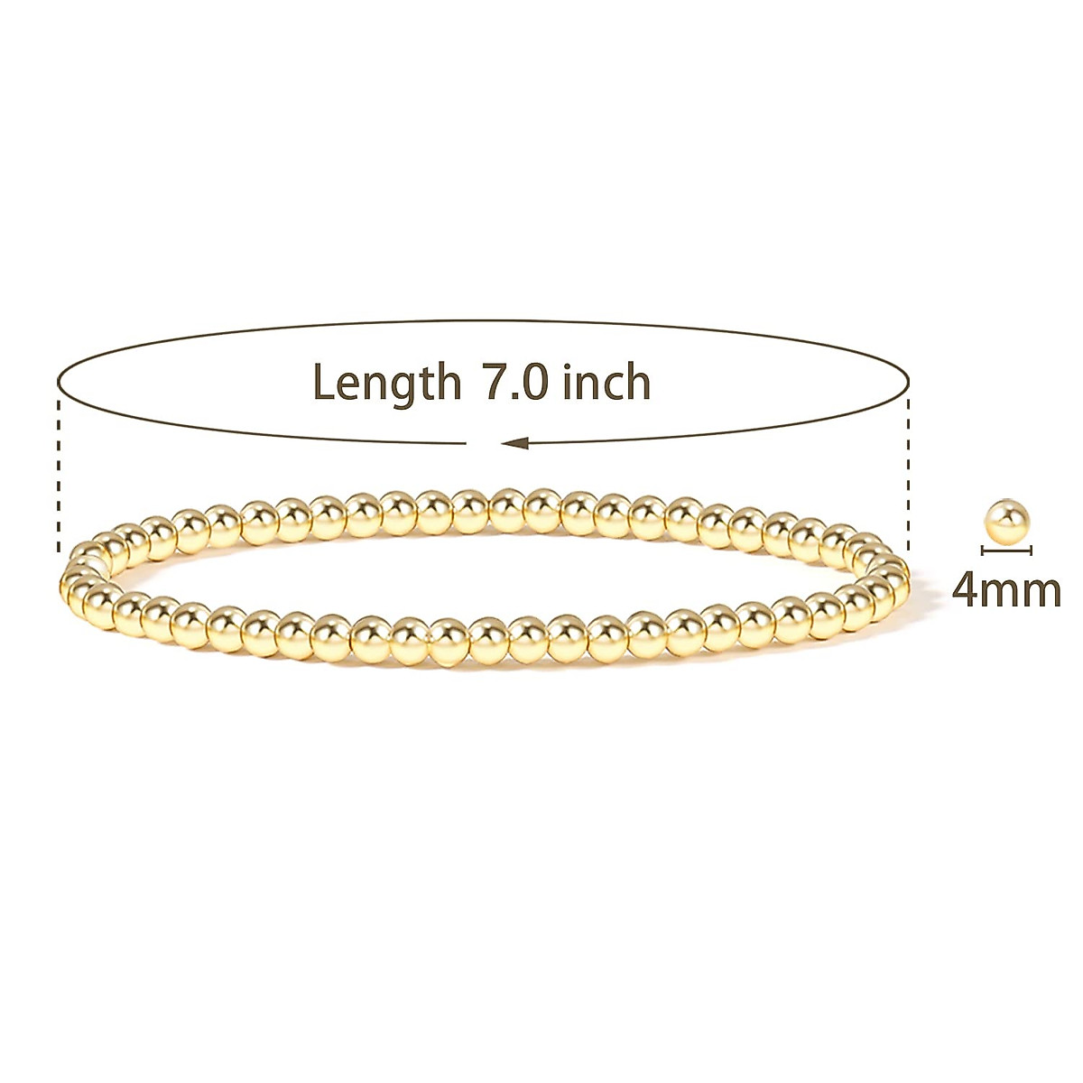 Elegance 11 designs 14K Gold Plated Bead Ball Bracelet Stretchable Elastic Gold Beaded Bracelets for Women