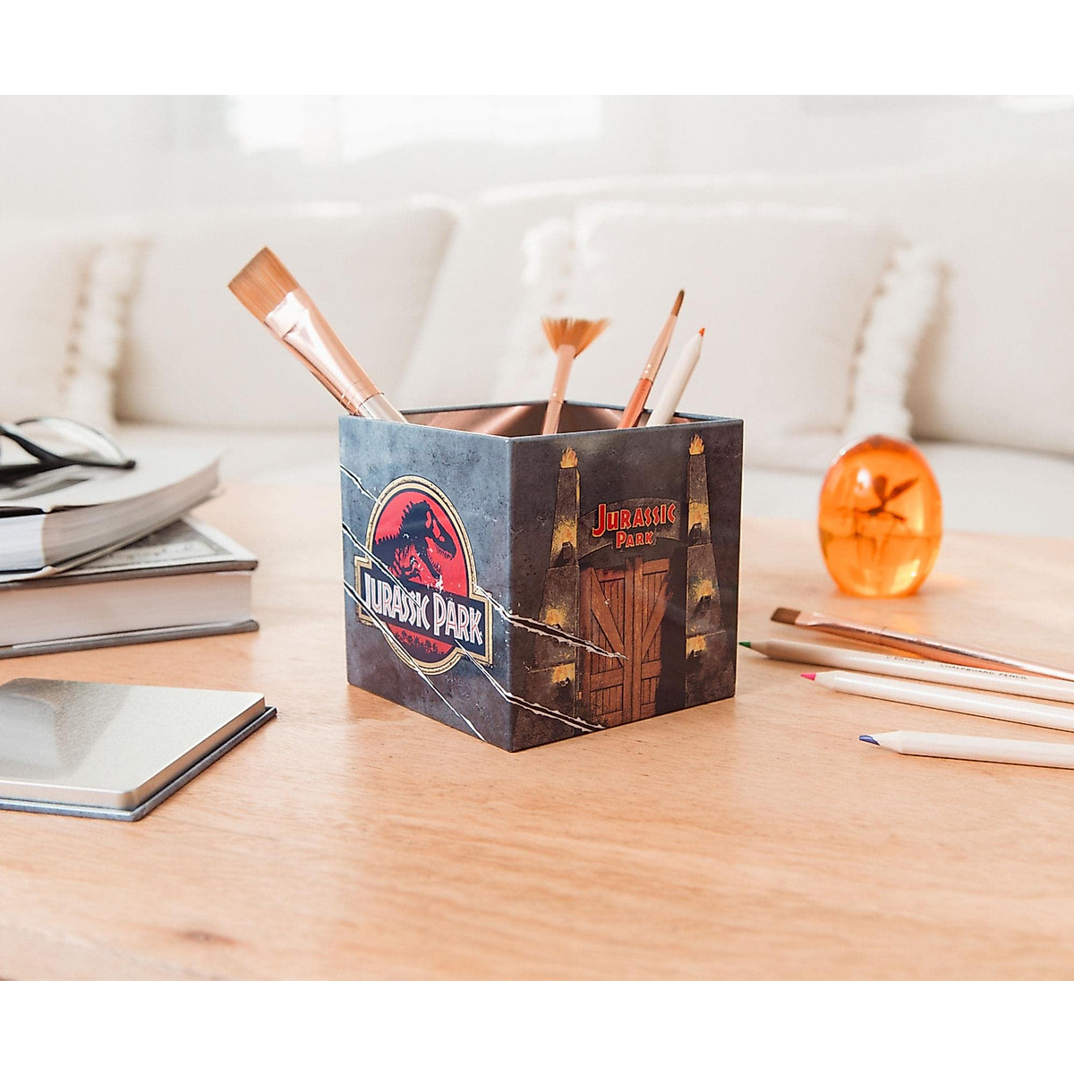 Jurassic Park Tin Storage Box Cube Organizer With Lid | 4 Inches