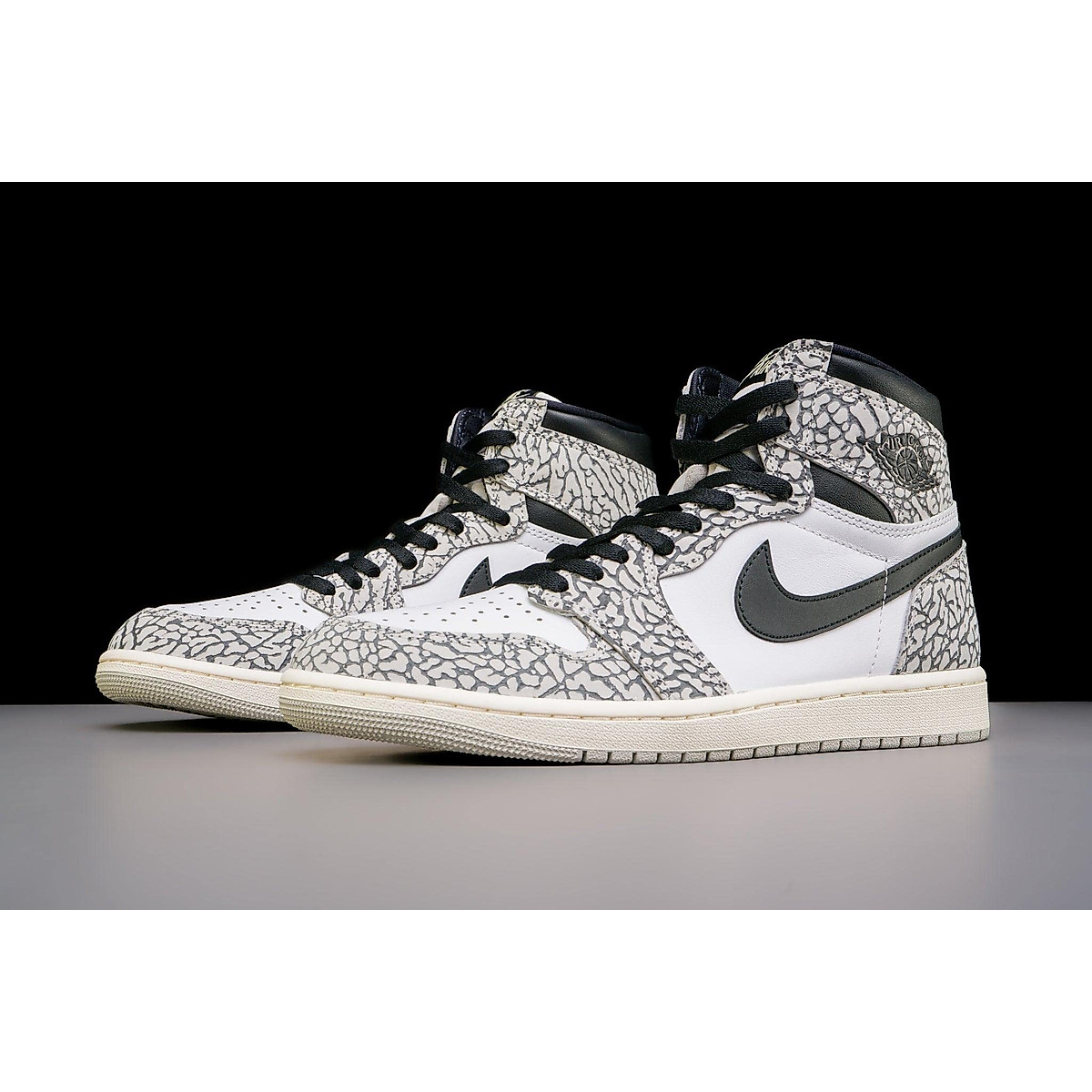 Nike Air Jordan 1 Retro High OG White Cement Grey Black Men Shoes