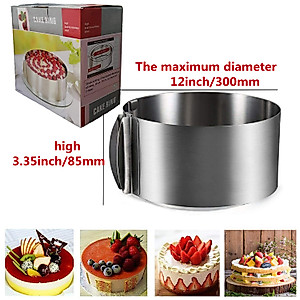 Uncle Jack Adjustable Cake Mousse Mould Stainless Steel 6 to12 Inch Cake Mold Ring Baking Décor