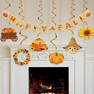 Fall Party Decorations Supplies Fall Decorations for Office Home Classroom Happy Fall Banner Hanging Streams Autumn Thanksgiving Decorations for Fireplace Porch Wall