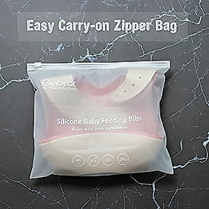 Ginbear Silicone Bibs for Babies Girl, Waterproof Baby Feeding Bibs with Food Catcher Pocket, Adjustable Silicon Bibs for Toddlers (Mauve/Baby Pink)