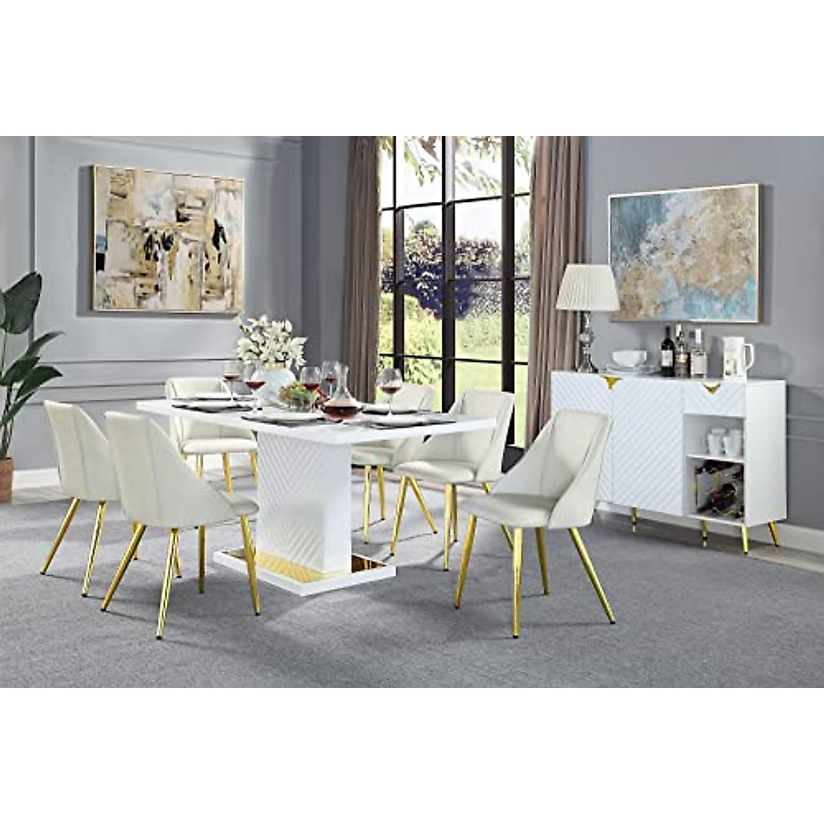Acme Gaines Wooden Rectangular Top Dining Table in White High Gloss