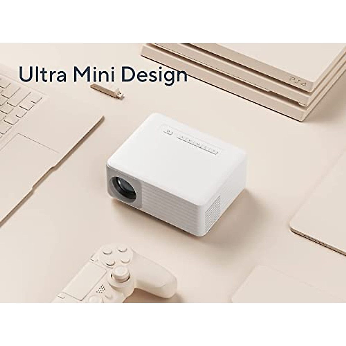 Mini Projector, AKIYO Portable Movie Projector for Outdoor, Support 1080P, ±15° Keystone, Max 120" Screen, for Kids, Young, Gift, Compatible with Smartphone, Computer, TV Stick, U Disk, Speaker