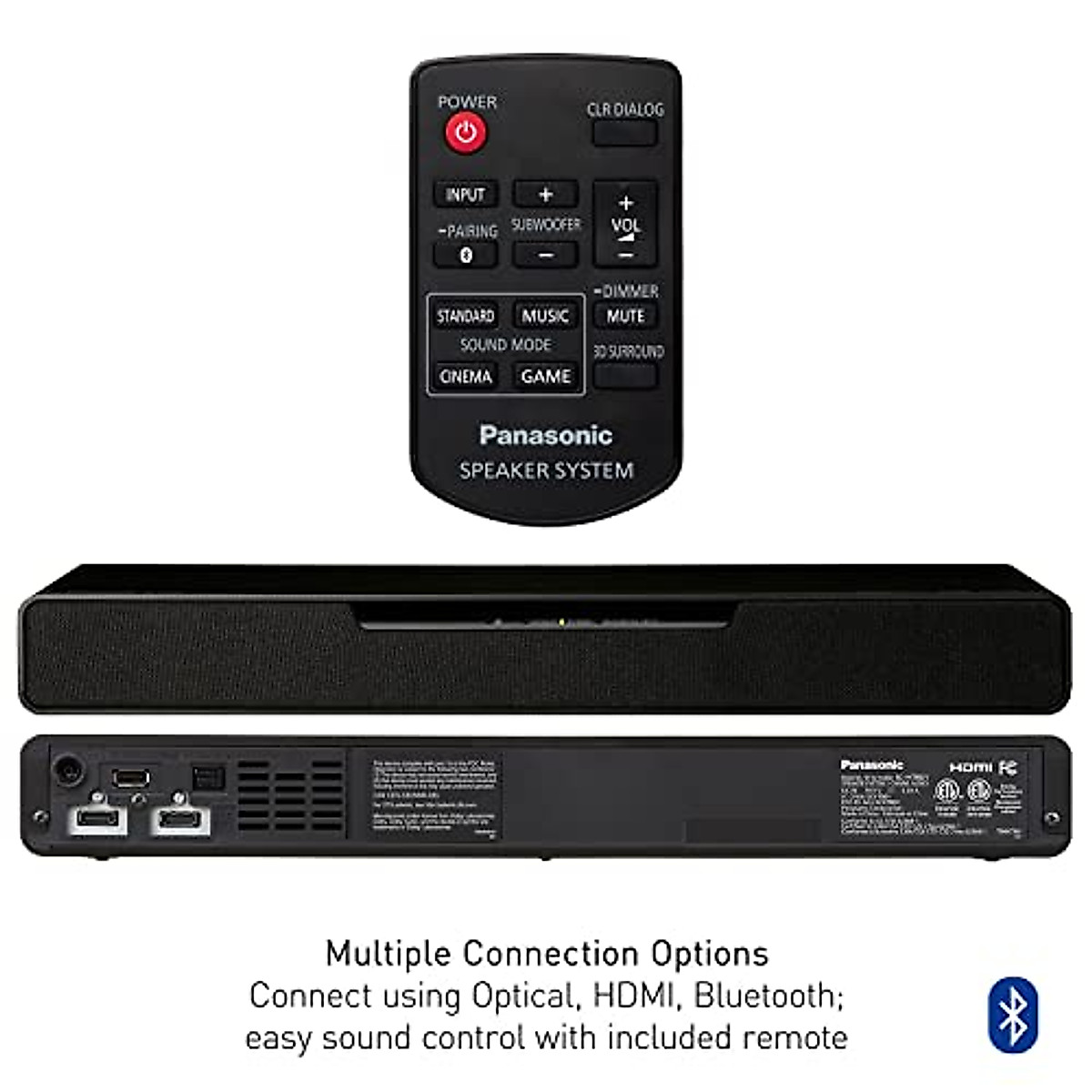 Panasonic SoundSlayer Dolby Atmos Soundbar for TV with Built-in Subwoofer, Small Home Audio Bluetooth-Enabled Speaker, Hi-Res Sound (SC-HTB01),Black