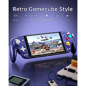 tenlox DOYOKY Joypad Controller for Switch/Switch OLED, Retro Gamecube Style Wireless Replacement, Switch Controllers with Replaceable Thumbsticks/Map Button/Turbo/6-Axis Gyro/Vibration