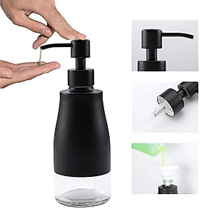 Gaussra Black Soap Dispenser with Coaster, Refillable Liquid Stainless Steel Soap Dispenser for Kitchen Sink, Bathroom Countertop (11OZ / 320ML)
