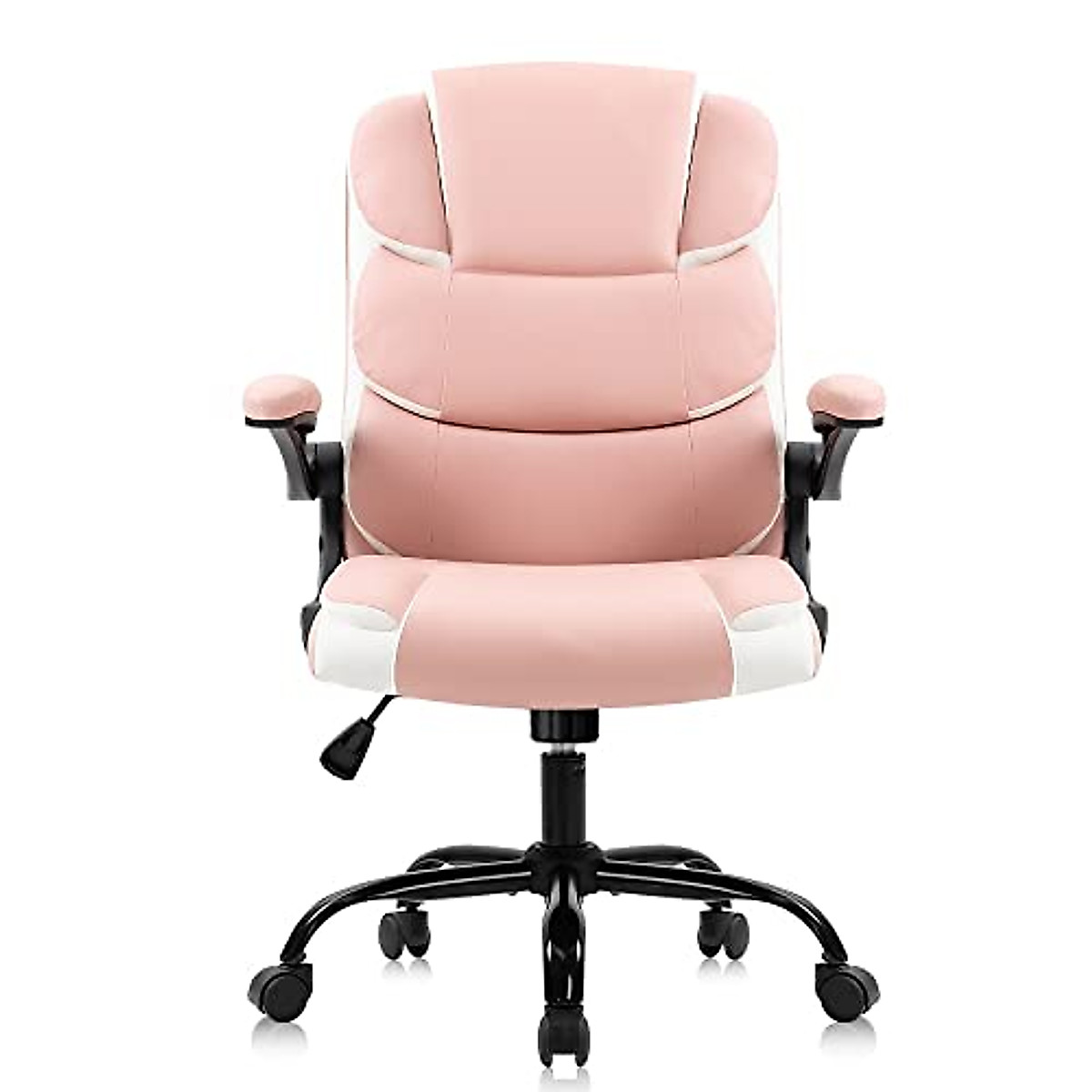ZLXDP Office Chairs Pink Desk Chair with Arms PU Leather Computer Chair for