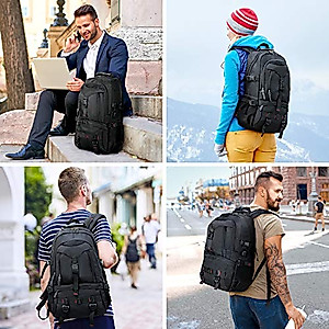 Tocode Laptop Backpack with USB Charging Port & Headphone Port, 17-Inch Fashional Computer School Backpack Water Resistant Business Bag Black Anti-theft Travel Backpacks for Men Women
