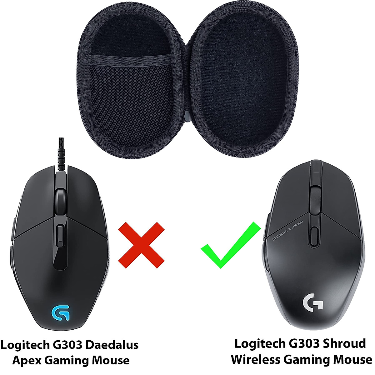 co2CREA Hard Case Replacement for Logitech G303 Shroud Edition Wireless Gaming Mouse