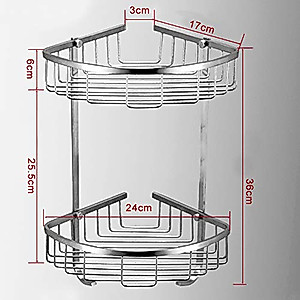 SUS 304 Stainless Steel Shower Caddy Basket Bathroom Corner 2-Tier Large Triangular Shower Basket Wall Mount Polished