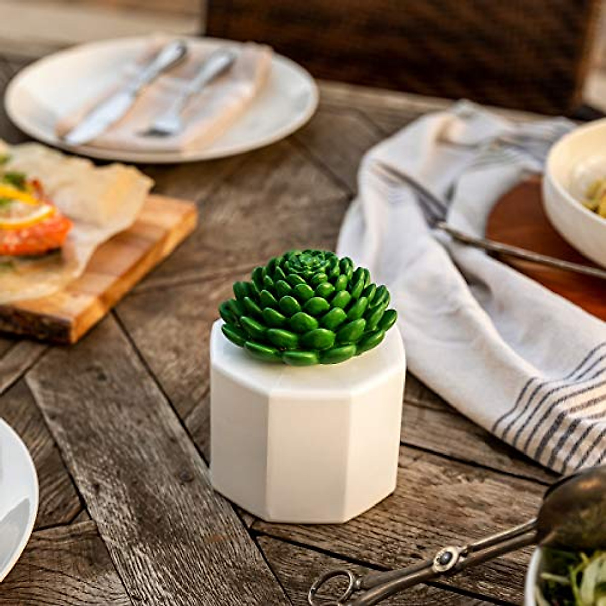 TIKI Brand 3-Pack Table Torch Glass Succulent White - Outdoor Table Top Lighting for Patio Lawn Backyard, 5.5 in, 1120165