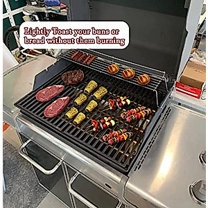 QuliMetal 65054 Warming Rack, 304 Stainless Steel Flavor Bars and 304 Stainless Steel Grill Burner for Weber Genesis 300 Series (2011-2016)
