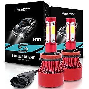 Stonebanks 4-SIDE H11 LED Headlight Kit Bulbs, H8 H9 120W 6000K 32000LM Hi/Low Beam Foglight Bulbs, LED headlight Conversion Kit