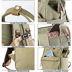 OKTA Laptop Backpack with USB Charging Port - Large Water Resistant Travel School Diaper Bag Mommy Backpack Purse