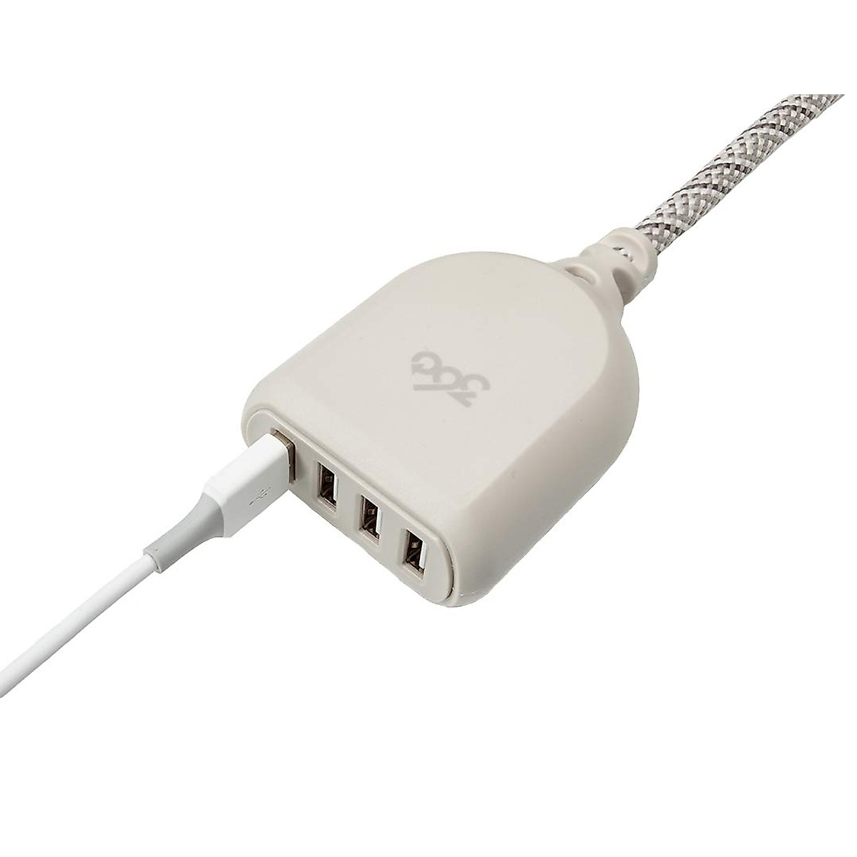 360 Electrical Habitat 4.8, 6 ft 4-Port USB Extension Cord, Durable Braided Casing, French Grey, 4.8A, USB Charger Cable, Power Strip USB Hub Charging Station for USB C, Iphone, Tablet, Android