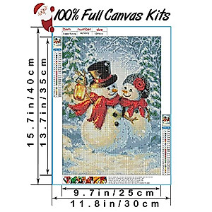 Snowman Diamond Painting Kits,Winter Diamond Art Kit for Adults,5D Christmas Diamond Dots Full Drill Round for Parents-Children Interrction,Wall Decor,Gift,Relaxing(12x16) (Snowman-Love)
