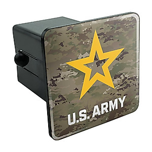 U.S. Army Logo on Camo Tow Trailer Hitch Cover Plug Insert