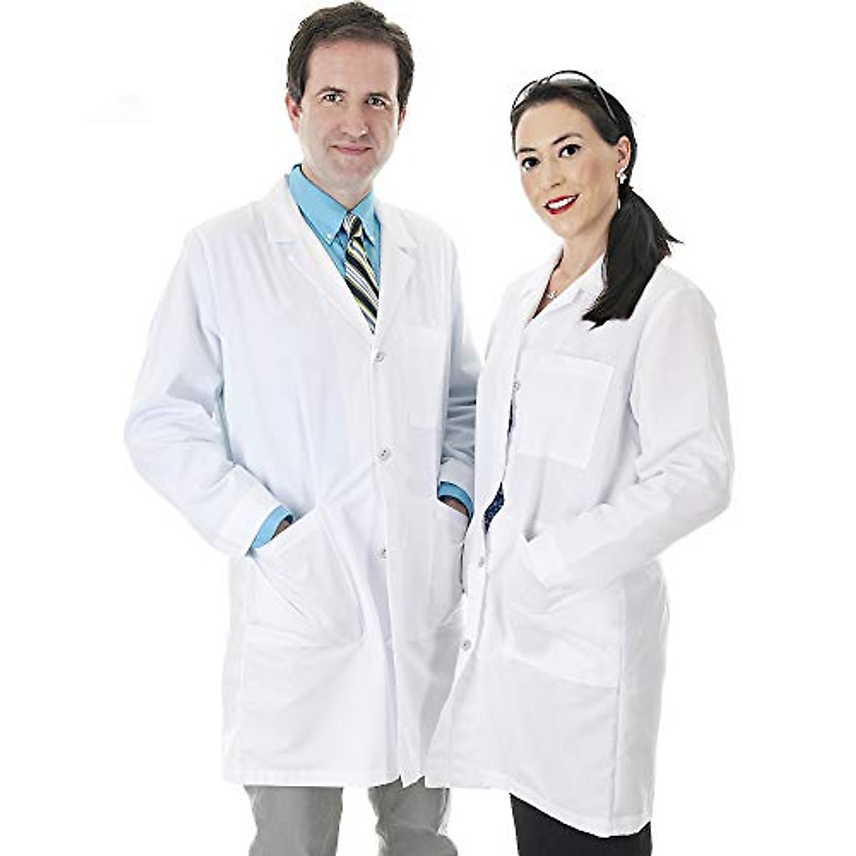 TALVANIA Lab Coat Men Women White Long Sleeve Unisex Lab Coats Cotton Laboratory Coats