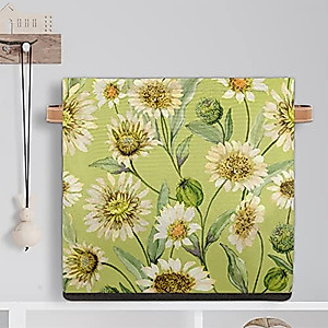 Daisy Leaves Large Collapsible Storage Bins,Daisy Flower Decorative Canvas Fabric Storage Boxes Organizer with Handles,Cube Square Baskets Bin for Home Shelves Closet Nursery Gifts