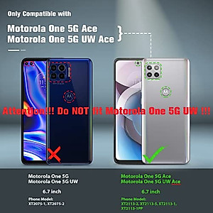 for Motorola One 5G Ace (One 5G UW Ace) Case: Dual Layer Protective Heavy Duty Cell Phone Cover Shockproof Rugged with Non Slip Textured Back - Military Protection Bumper - 6.7inch (Matte Black)