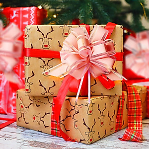 Gjinxi 6 PCS Large Pull Bows Gift Wrap Pull Bows 6 Inches Wedding Ribbon Bows Chiffon Pink Flower Boxes Decoration Bouquets Present Supplies Fit Hairstyle Crafts DIY Christmas Party Birthday Wedding