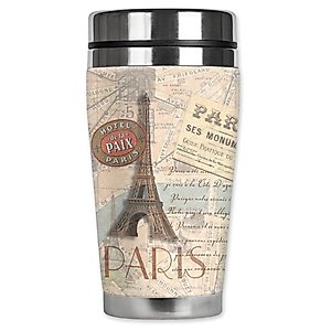 Mugzie Paris Travel Mug with Insulated Wetsuit Cover, 16 oz, Black