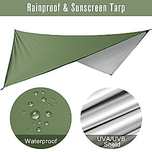 G4Free Large Camping Hammock with Mosquito Net and Rain Fly- 2 Person Portable Hammock with Bug Net and Tent Tarp, Hammock Tent for Outdoor Hiking Camping Backpacking Travel