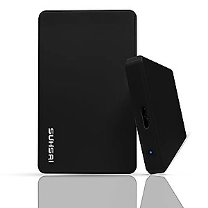 SUHSAI 100GB Ultra Slim Portable External Hard Drive USB 3.0 Storage Backup - 2.5" HDD Storage Memory Expansion Compatible with Laptop, PC, Desktop, PS4, PS5, Mac - Rapid Data Transfer - Black