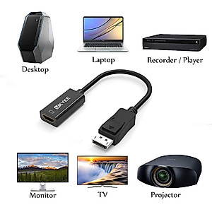 UKYEE Displayport to HDMI Adapter 2-Pack, Display Port DP to HDMI Converter Cable Male to Female Port 1080P Compatible with PC, Monitor, Projector, HDTV - Black