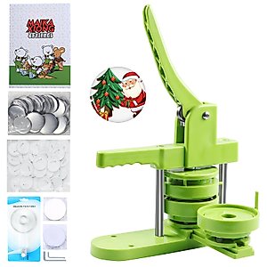 MK.Bear Button Maker Machine 75mm (3 in), DIY Button Pin Maker Machine Kit, Button Press Machine with 100 Sets Button Making Supplies & Circle Cutter & Magic Book
