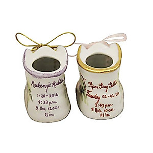 Porcelain Baby Shoe - Baptism or Christening - 100% Hand Painted Ceramic Baby Shoe Keepsake- Baby Dedication