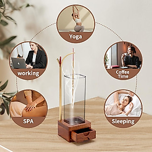 Eniffbaa Incense Burner Upgraded Incense Holder for Sticks [Anti-Ash Flying] with Removable Glass Ash Catcher Stick Storage Upgraded Incense stick Holder with Drawer Ornament Home Decor