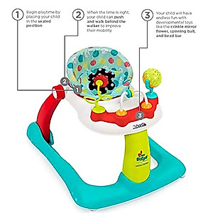 Kolcraft Tiny Steps 2-in-1 Infant & Baby Activity Walker - Seated or Walk-Behind, Jubliee