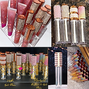 AMORIX 25 Pack Diamond Lip Gloss Tubes with Wand 5ml Empty Rhinestone Lip Gloss Containers Cute Lipgloss Bottles Crystal Lip Gloss Supplies Kit + 2pcs Syringes + Labels for DIY Lip Gloss Base