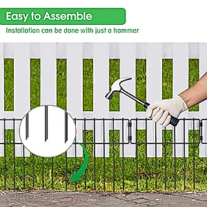 10 Pack Animal Barrier Fence, Total 16.7 Inch(H) X 10.8 Ft(L) Decorative Garden Fence, Rustproof Metal Barrier Bottom Fence, Dog Rabbits Ground Stakes Defence Border Fence for Garden, Yard, T Shaped.