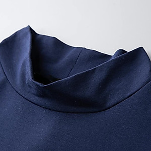 Hularka Men's Short Sleeve Thermal Turtleneck T-Shirt Undershirt Casual Slim Fit Basic Tops Blue X-Large