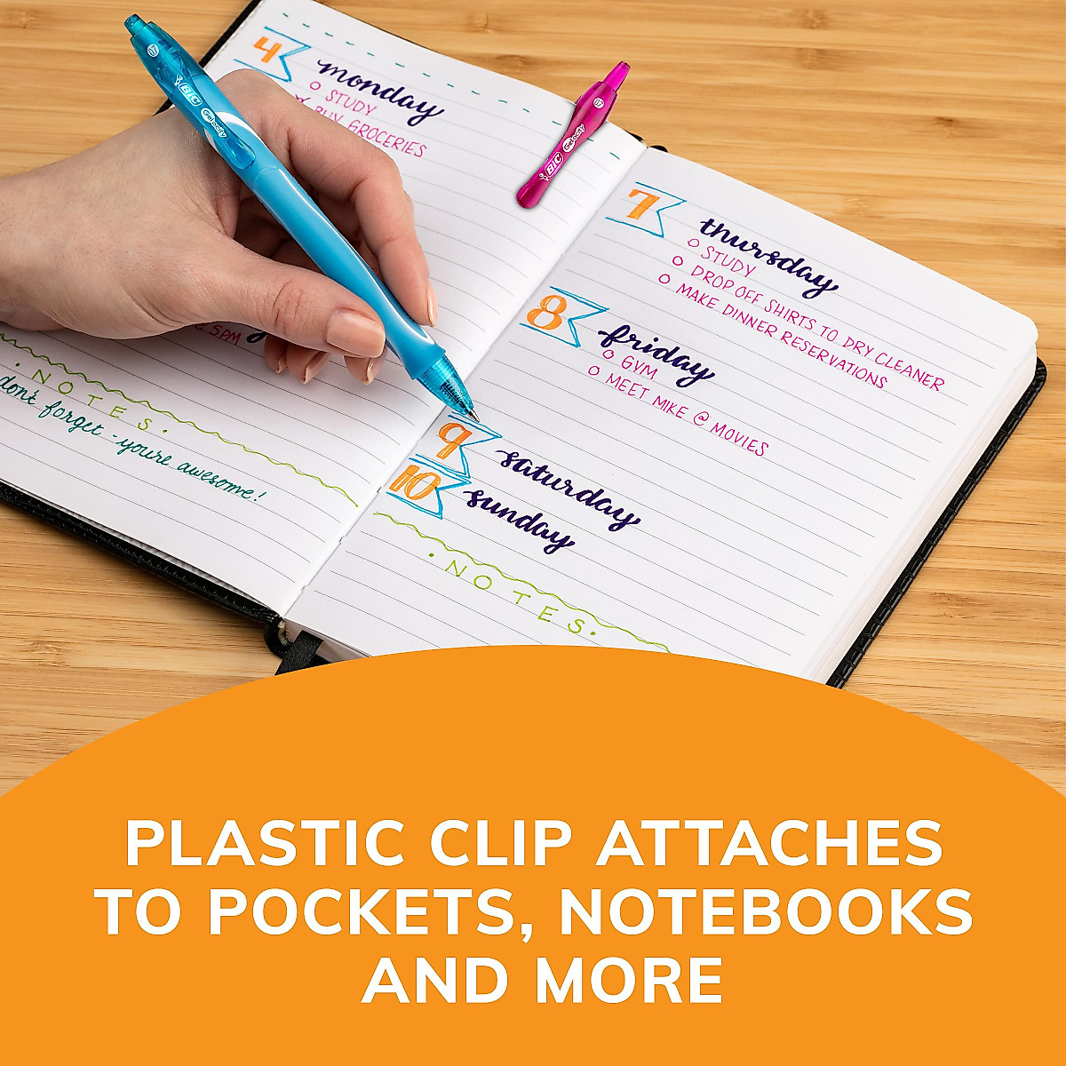 BIC Gel-Ocity Quick Dry Gel Pens, Medium Point Retractable Gel Pen (0.7mm), Assorted Colors, 3-Count