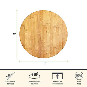 TB Home 14” Bamboo Lazy Susan Organizer for Kitchen, Turntable for Cabinet, Table or Pantry