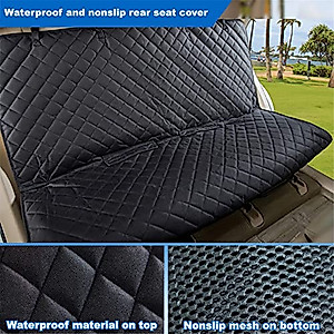 VIEWPETS Bench Car Seat Cover - Waterproof, Heavy-Duty and Nonslip Pet Car Seat Protector for Dogs with Universal Size Fits for Trucks & SUVs(Black)