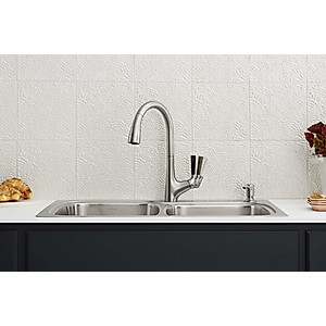 Kohler K-R562-SD-VS Malleco Pull-down Kitchen Sink Faucet with Soap/Lotion Dispenser, Vibrant Stainless