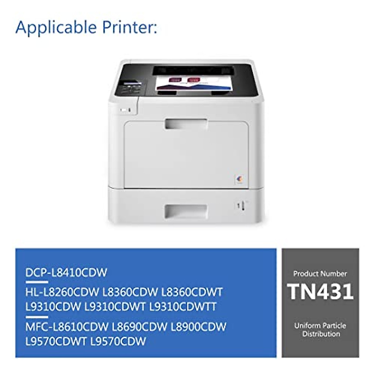 LOMENTICS TN431BK TN431C TN431M TN431Y Toner Cartridge Compatible Standard Yield Toner Replacement for Brother TN431 HL-L8260CDW L8360CDW DCP-L8410CDW MFC-L8610CDW Printer (5-Pack, 2BK+1C+1M+1Y)