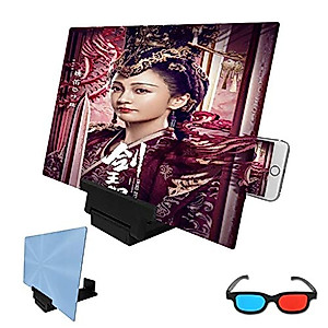 HEAYU 20" Screen Magnifier –3D HD Mobile Phone Magnifier Projector Screen for Movies,Videos,and Gaming–Foldable Phone Stand with Screen Amplifier–Supports All Smartphones (Color : Black)