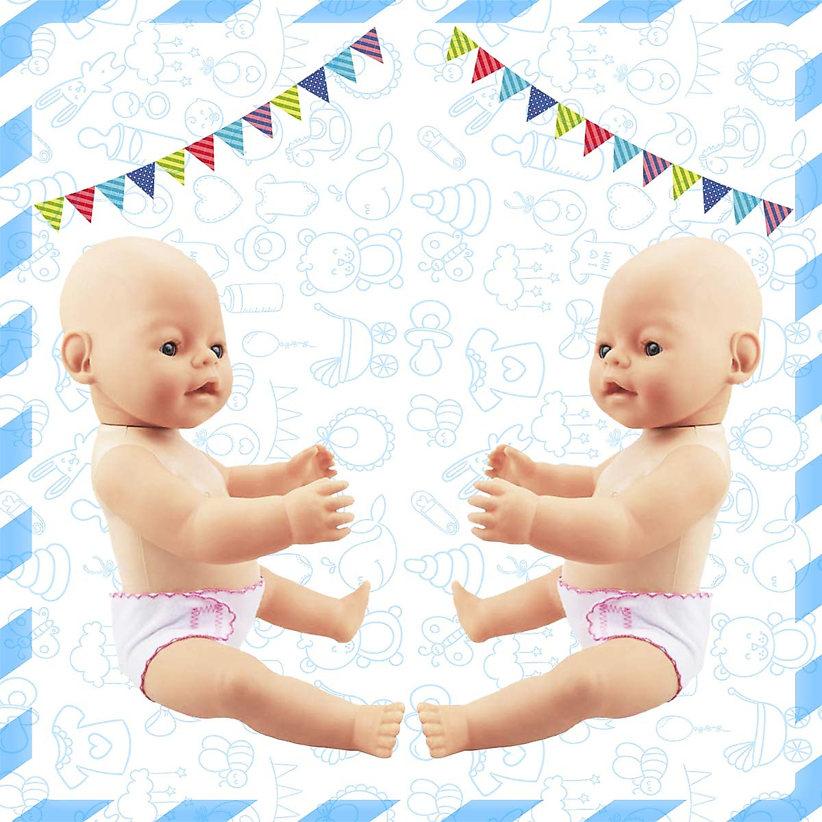 DC-BEAUTIFUL 4 Pack Baby Diapers Doll Underwear for 14-18 Inch Baby Dolls, Suitable for Infant Dolls Baby Girls