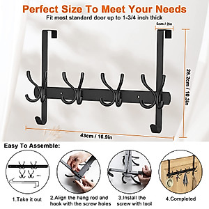Over the Door Towel Rack, Heavy Duty Towel Racks for Bathroom Door Hanger Over The Door Hooks, Wall Mounted Coat Rack, Door Hanger for Hanging Clothes, Coats, Jackets, Hats, Bags, Robes,Towels
