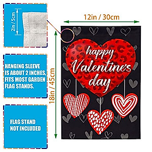 Happy Valentines Day Garden Flag , Heart Flag Burlap 12x18 Inches for Yard Outdoor Outside Hanging Decorations Vertical Flag